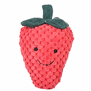 Apricot Lamb Baby Strawberry Soft Rattle Toy, Plush Stuffed Fruit for Newborn Soft Hand Grip Shaker Over 0 Months (Strawberry, 4 Inches)