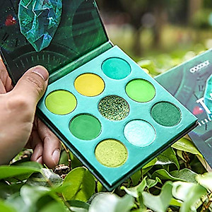 Docolor Eyeshadow Palette 9 Colors Gemstone Shadow Palette Highly Pigmented Mattes Shimmers Naked Smokey Glitter Cream Colorful Powder Blendable Long Lasting Waterproof Makeup Palette-Green