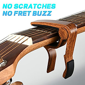 Guitar Tuner and Guitar Capo, Clip-On Tuner with Rosewood Color Capo for Acoustic Electric Guitar Bass Ukulele