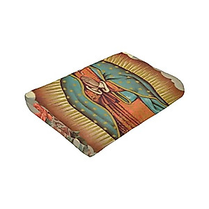Our Lady of Guadalupe Fleece Blanket Throw Blanket, Ultra-Soft Cozy Micro Fleece Blanket for Sofa, Couch, Bed, Camping, Travel, & Car Use-All Seasons Suitable60 X50