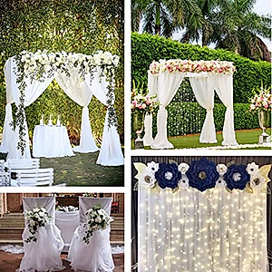 Fynite Sheer Organza Fabric | 5 Yards Long | 44" Wide | Bridal Solid Sheer Organza Bolt for Wedding Dress Fashion Craft Decorations Silky Shiny Sheer Organza (White, 5 Yard)