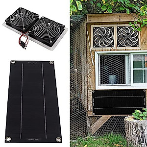 Solar Panel Fan Kit, 100W 12V Solar Powered Dual Fans Outdoor Waterproof, Solar Exhaust Fan for Chicken Coop, Greenhouse, Dog House, Shed, Pet Houses, Window Exhaust, DIY Cooling Ventilation(1 Panel)