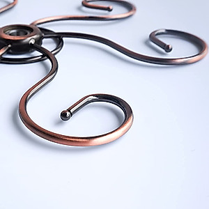 GeLive 360° Rotatable Wine Glass Holder Under Cabinet Stemware Rack Glass Hanger Drying Rack Storage Organizer With 6 Hooks for Home and Bar (Antique Bronze)