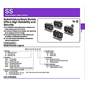 Switch Snap Action SS-5GL (Pack of 2) Basic/Snap Action Switches