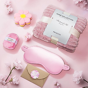 Mzoyell Get Well Soon Gift Baskets for Women, Get Well Gifts for Women After Surgery Care Package 9pc, Self Care Gift Set, Thinking of You Feel Better Gift Box for Sick Friend(Pink)