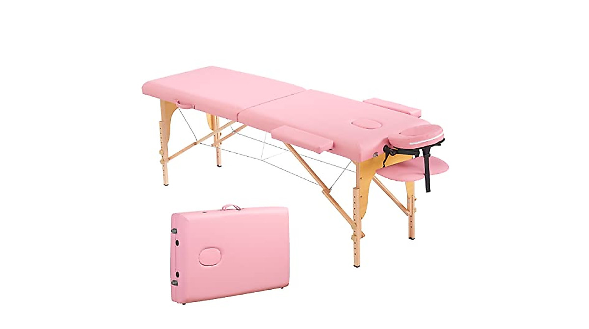 PrimeZone Pink Massage Table - Portable & Adjustable