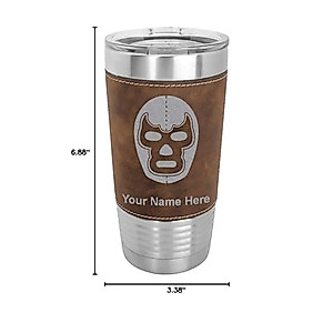 LaserGram 20oz Vacuum Insulated Tumbler Mug, Luchador Mask, Personalized Engraving Included (Faux Leather, Rustic)