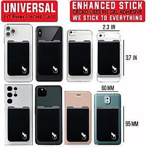 Gecko Travel Tech A Card Holder Phone Wallet Stick on - Credit Card Holders Universal to Any Cell Phone - Black/White