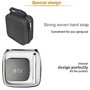Hard Case for Apple TV 4K (2nd & 1st Gen) / Apple TV HD, Portable Travel Case Shockproof Anti Slip Protective Cover for 2021 Apple TV 4K / HD 4th Generation (Black)