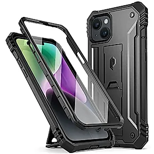 Poetic Revolution Case for iPhone 14 6.1 inch, [20FT Mil-Grade Drop Tested], Full-Body Rugged Shockproof Protective Cover with Kickstand and Built-in-Screen Protector, Black