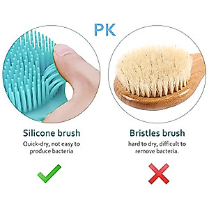 Shower Brush Silicone Bath Body Brush - Back Scrubber for Shower Back Brush Long Handle for Shower Skin Exfoliating Brush Body with Soft Bristles Back Cleaning Washer for Men Women - Blue