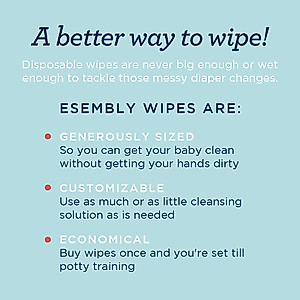 Esembly Cloth Diaper Try-It Kit (Size 1, Mist) and Esembly Wipe Up Wash Kit and 12pk Wipe Ups Bundle, Organic Cotton Reusable Diaper Wipes plus Organic No-Rinse Foaming Wipes Solution