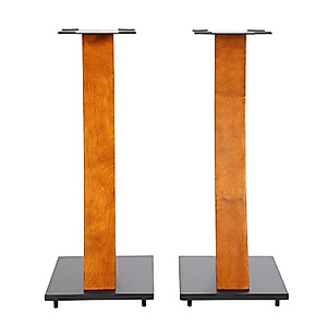 EXIMUS One Pair Fixed Height Universal Speaker Floor Stands with Real Wood - 290 Series (EX-290FW)