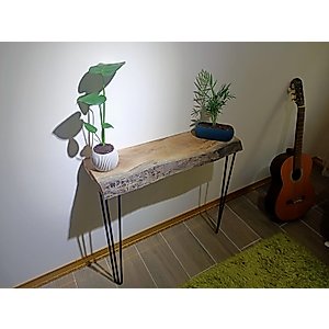 skilled hands Live Edge Console Table Rustic Entryway Table Natural Walnut Tree Solid Wood Sofa Table I (24 Inches)