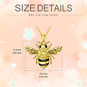 PELOVNY Bee Necklace Gold Plated s925 Sterling Silver Bee Gifts with Sunflower Necklaces Bumble Bee Nature Jewelry Gift for Women Birthday Christmas Graduation
