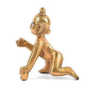 Craftsman Brass Laddu Gopal Ji Idol Kanha Ji Murti/Statue Indian Krishna Figurine Gopal Krishna Janmashtmi Kanha Makhan Chor Bal Gopal Murti for Krishnajanmashtmi Home and Temple (Size 0)