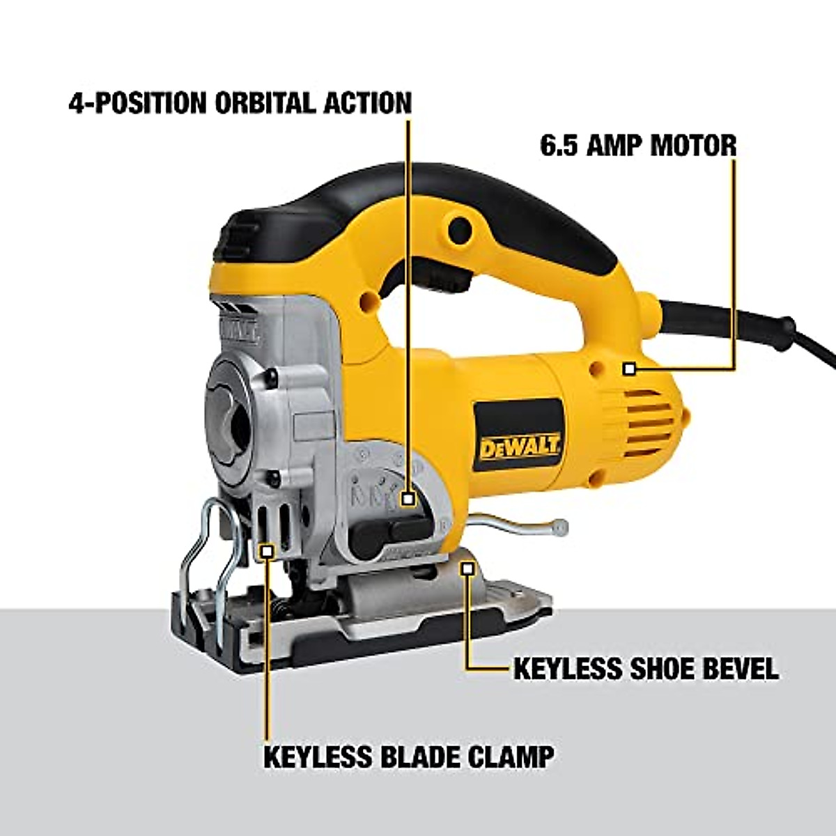 DEWALT Jig Saw, 3,100 SPM Speed, Corded, 6.5 Amp (DW331K)