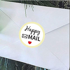 Round Happy Mail Stickers, 2 Inch Red Heart/Happy Mail Labels-Packaging Envelope Sealing Stickers for Small Business, Online retailers,Small Shops and More.(504 pcs) (2 inch)