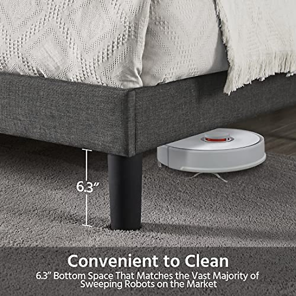 Yaheetech Upholstered Bed Frame, Platform Bed Frame with Adjustable Headboard, Mattress Foundation, Strong Wooden Slats Support, No Box Spring Needed, Dark Grey, Full