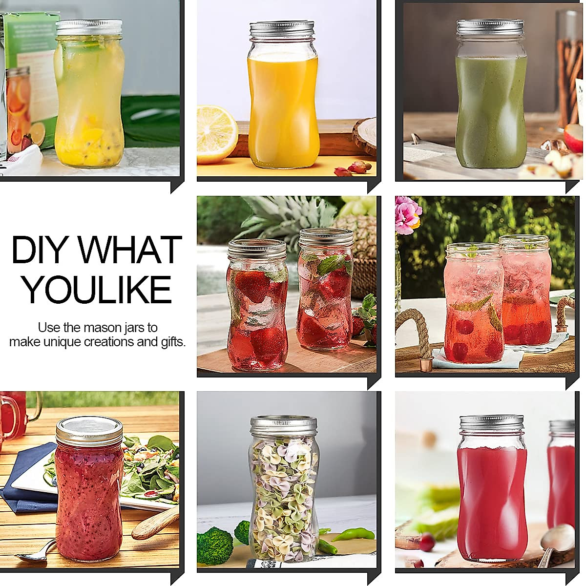 KAMOTA Mason Jars 16 OZ With Regular Lids and Bands, Ideal for Meal Prep, Jam, Honey, Wedding Favors, Shower Favors, DIY Spice Jars, 12 PACK, 20 Whiteboard Labels Included