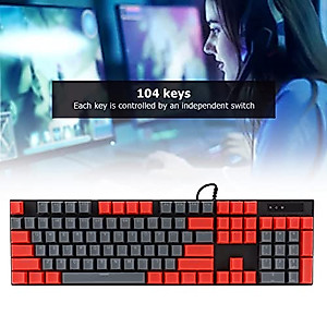 Pomya Mechanical Gaming Keyboard, 104 Key RGB Backlit Programmable Keyboard for PC Laptop, for Win 10, Win 8, Win 7, OS X, Win XP, for Vista, Ergonomic Design(Gray)