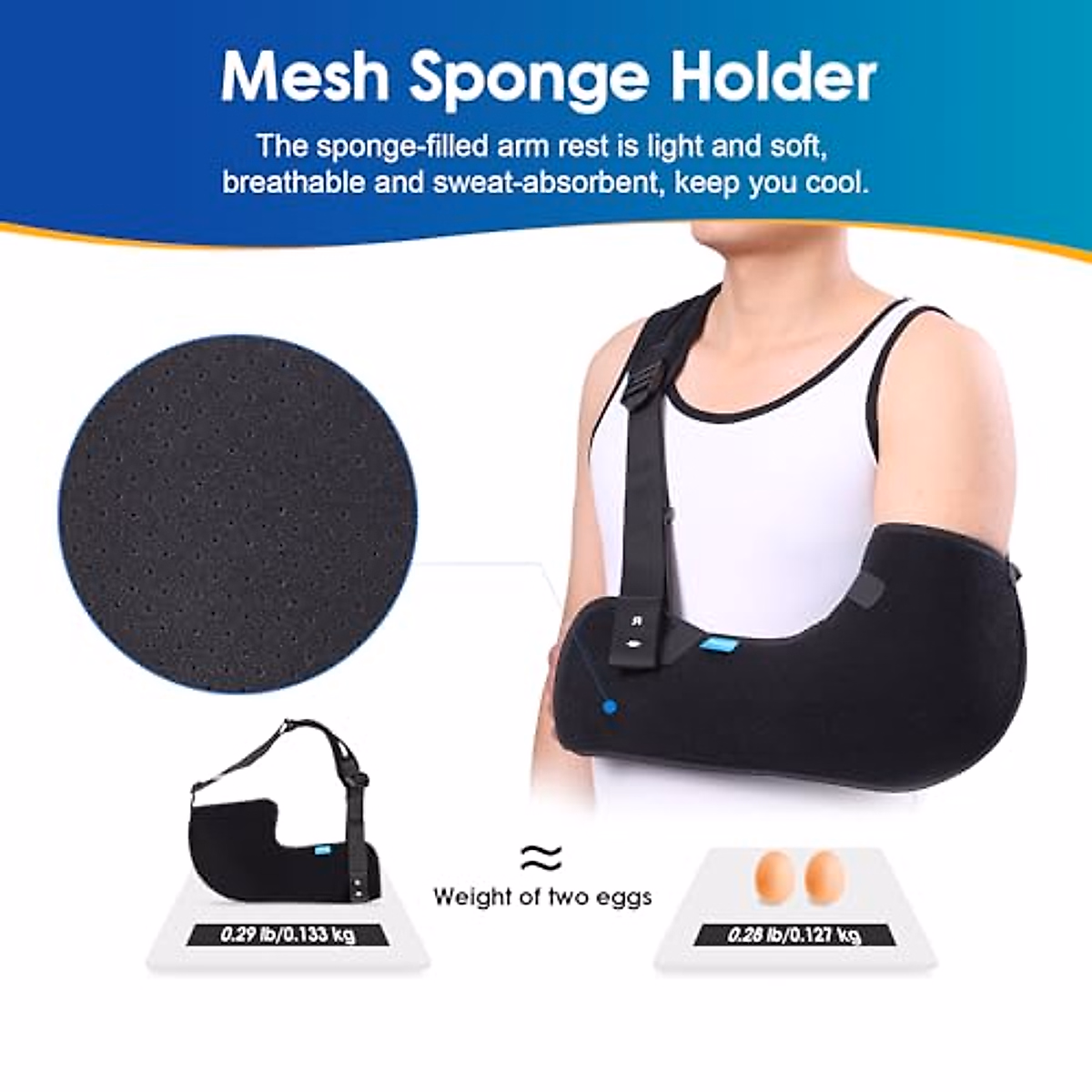 Cozyhealth Arm Sling Shoulder Injury Immobilizer Rotator Cuff Support Brace for Sleeping, Comfortable Medical Sling Arm for Shoulder Injury, Left and Right Arm for Men and Women (Medium)