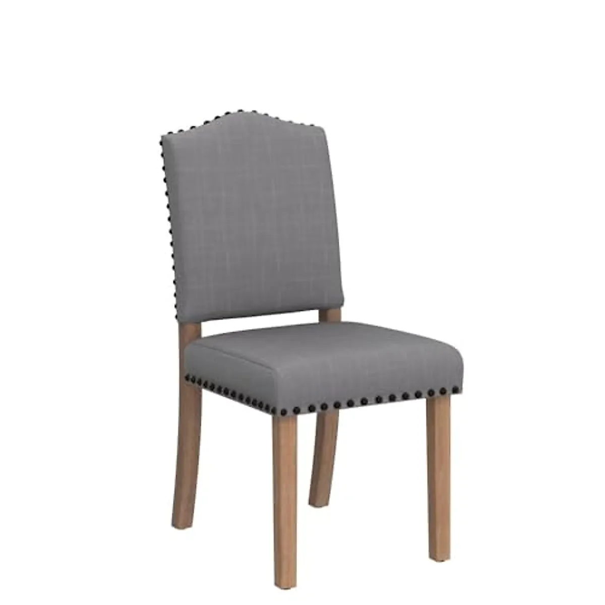 Yaheetech Dining Chairs Set of 2 Dining Room Chair Fabric Parsons Chairs with Nailhead Trim and Solid Wood Legs for Home, Kitchen, Dining Room, Dark Gray