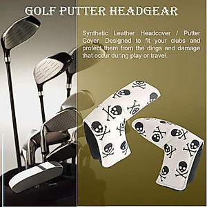 HIFROM Skull Bones Golf Putter Head Cover Headcover Compatible with Odyssey Blade (for Blade Putter)