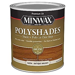 1 qt Minwax 61340 Antique Walnut PolyShades Wood Stain And Polyurethane, Satin
