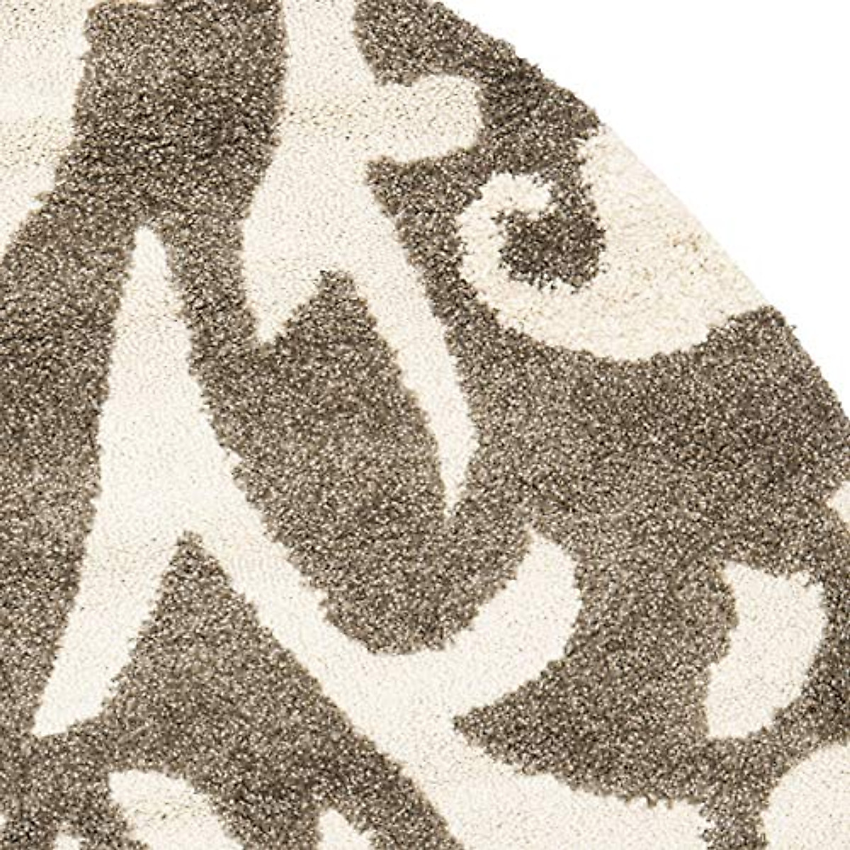 SAFAVIEH Florida Shag Collection 6'7" Round Smoke / Beige SG458 Floral Non-Shedding Living Room Bedroom Dining Room Entryway Plush 1.2-inch Thick Area Rug