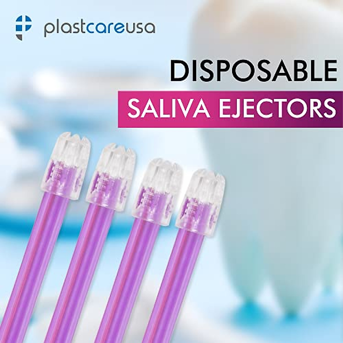 1000 Dental Saliva Ejectors Disposable - Medical Grade Latex Free Evacuation Suction Tips - Flexible Purple Tube with Purple Tip in (10 Bags of 100) by PlastCare USA