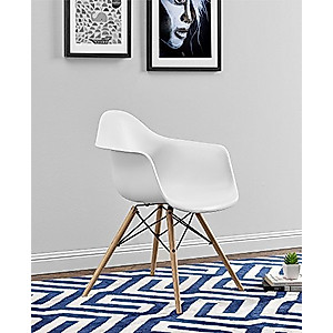 DHP Mid Century Modern Chair with Wood Legs, White