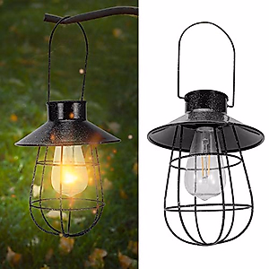 Iron Art Hollow Solar Hanging Light, Durable Outdoor Hanging Lamp, Solar Powered Weatherproof Waterproof for Home Decoration Gardens, Courtyards, Porches