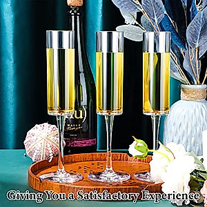 Champagne Flutes Goblets Plastic Acrylic Wine Toasting Goblets Crystal Disposable Cocktail Cups Drinkware Reusable For Christmas Party Wedding Birthday Anniversary(Clear,12 Pieces)