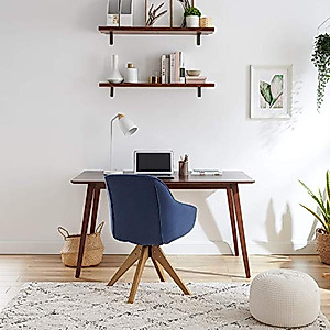 Art Leon Mid Century Modern Swivel Accent Chair with Arms, Beech Wood Legs Upholstered Computer Desk Chair for Small Spaces Home Office Living Room Bedroom, Royal Blue