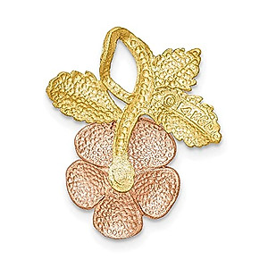 IceCarats 14K Two Tone Gold Rose Flower Floating Chain Slide Pendant Necklace Charm Only