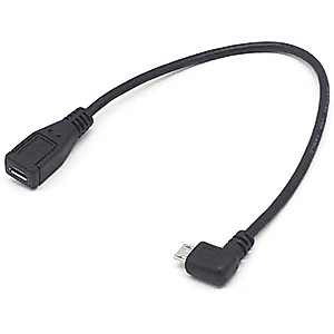 Micro USB Left Angle,Micro USB Extension Cable, 90 Degree Micro-B Male to Female Extension Cable, Data Transferring Cable Suitable for Samsung, HTC, Huawefti, Driving Recorder,Sony and More （2 pack）