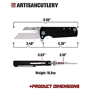 ARTISANCUTLERY Tactical Knife Proponent Folding Knife S35VN Steel Blade with Aviation Grade Titanium Alloy Handle Fixed Blade EDC Knife for Hunting,Camping and Outdoor 1820G Black