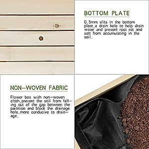 BIRASIL Outdoor Raised Garden Bed, Wood Planter Box for Vegetable Flower, Elevated Reinforced Large Garden Planters Boxes for Backyard Patio Gardening Balcony (48.5”L, Natural Wood)