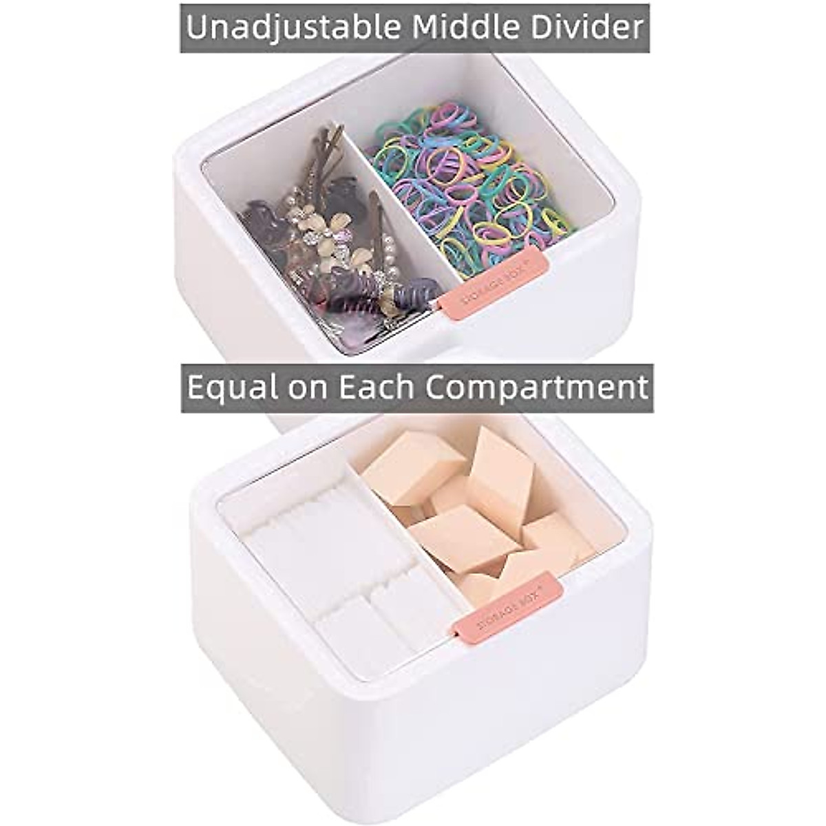 Tecbeauty 2 Slot Cotton Swab Ball Qtip Holder Jar Plastic Container Dispenser Box with Hinged Lid for Bathroom Home Storage Organizer