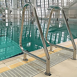 BTZHY Swimming Pool Handrails Easy-to-Install Hand Rail 304 Stainless Steel Reinforced Base Stair Railing for Garden Backyard Pools