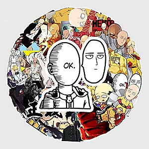 50Pcs One Manga Punch Anime Stickers Bike Trunk Travel Laptop Skateboard Waterproof Genoses Saitama Sticker Kid Toys Wholesale Papelería Impermeable Regalo Anime Pegatina Botella Teléfono Película