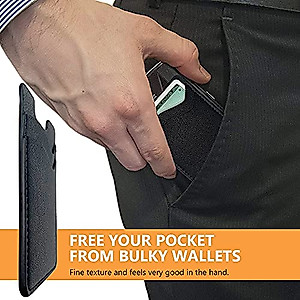 Phone Card Holder, Leather Phone Wallet Stick On, Stretchy Card Holder for Back of Phone Credit Card Holder for Phone Case Compatible with Most of Cell Phone (iPhone, Samsung) - 2Pack Black