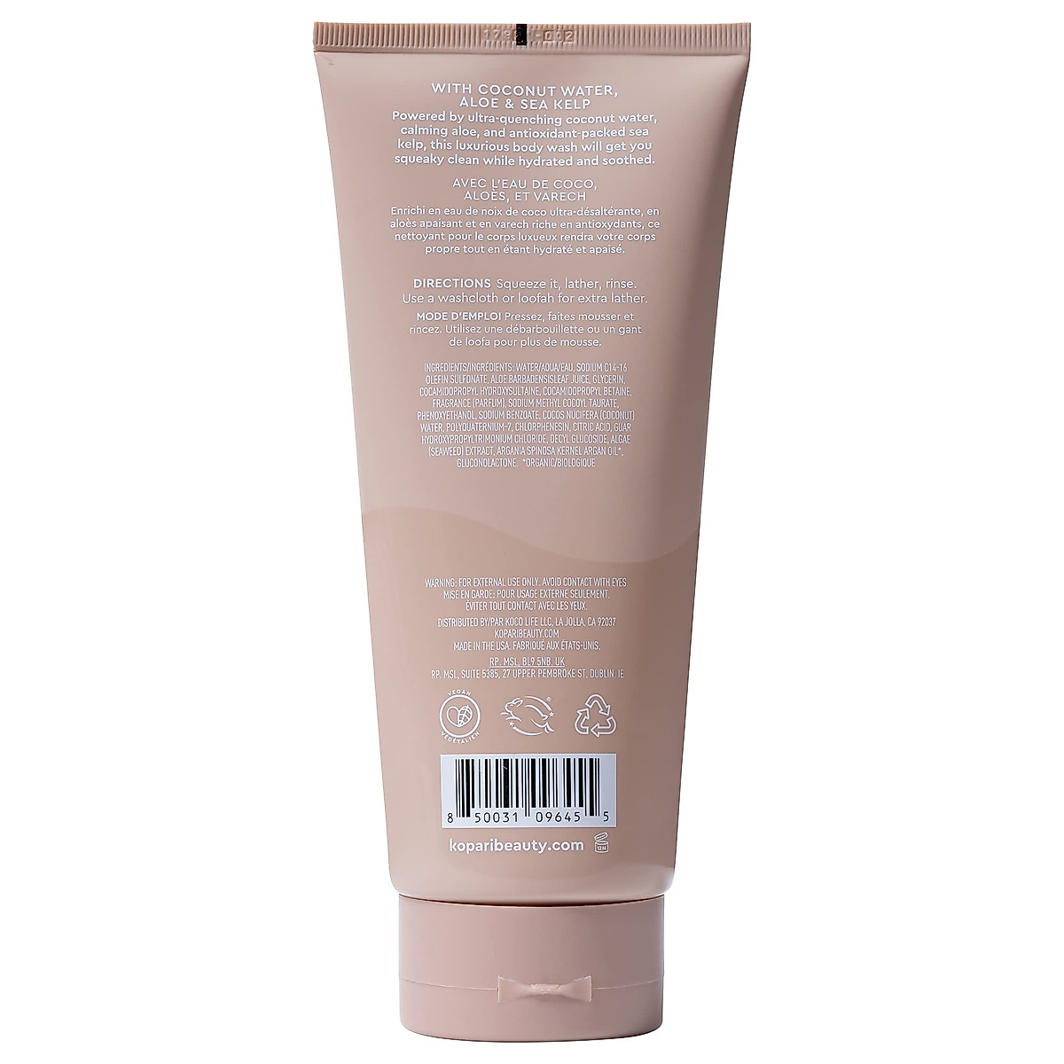 Tahitian Vanilla Hydrating Body Wash with Coconut Water, Aloe & Sea Kelp | Cleanses Without Stripping Moisture or Natural Oils | Infused with Notes of Warm Vanilla | Vegan and Cruelty-Free | 9.0 Oz