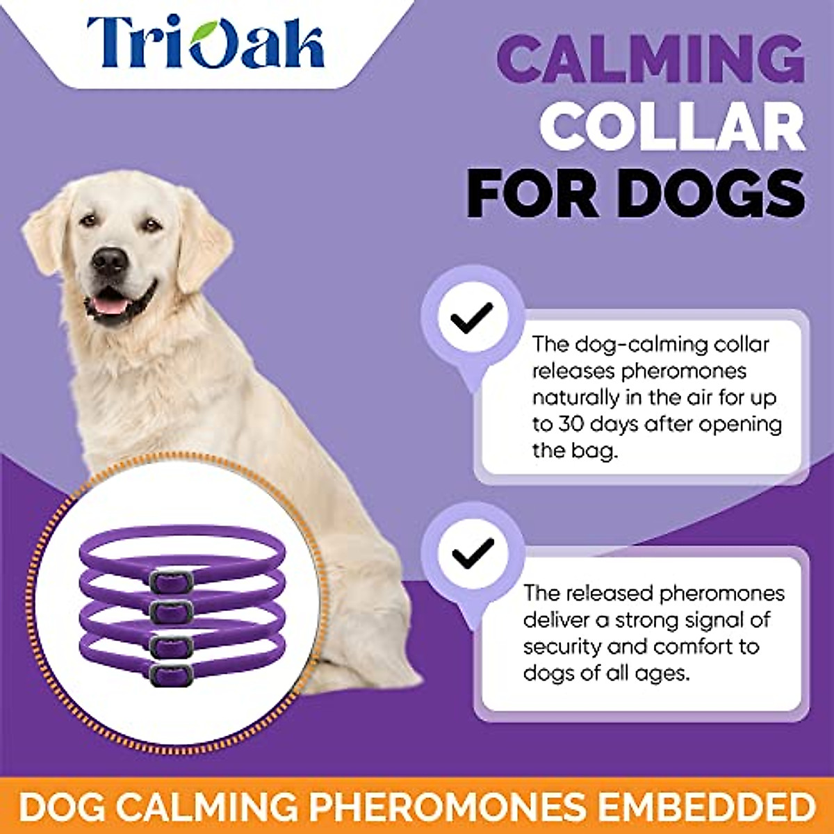 4 Pack Calming Collar for Dogs, All New Pheromone Anti-Loose Dog Calm Collar, Separation Anxiety Relief for Dogs, Reduce Dog's Anxiety and Stress