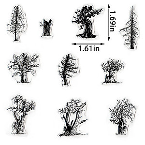 Hying Christmas Background Clear Stamp for Card Making, Tree Branch Transparent Rubber Stamp for Bullet Journal DIY Scrapbook Decoration