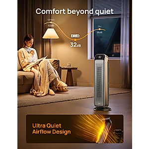 Dreo Space Heater for Indoor Use, 25" 11.5ft/s Fast Electric Heater with Remote and Thermostat, 3 Modes, Overheating & Tip-Over Protection, Portable Heater for Large Room, Bedroom, Office, Gold