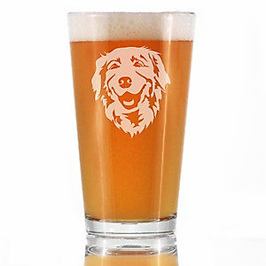 Happy Golden Retriever Pint Glass for Beer - Cute Gifts for Dog Lovers with Golden Retrievers - 16 Oz Glasses
