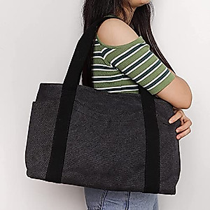 JJDreams Canvas Tote Bag for Women Casual Large School Shoulder Bag Top Handle Shopper Handbag Daily Purse for Women，Grey