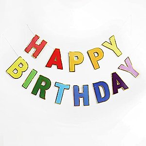 ebabyland Happy Birthday Banner Rainbow - Colorful Happy Birthday Letters Banner for Kids Baby Adults Boys Girls 1st 2nd 3rd 13th 18th 21st 30th 40th 50th Bunting Banner party decorations supplies
